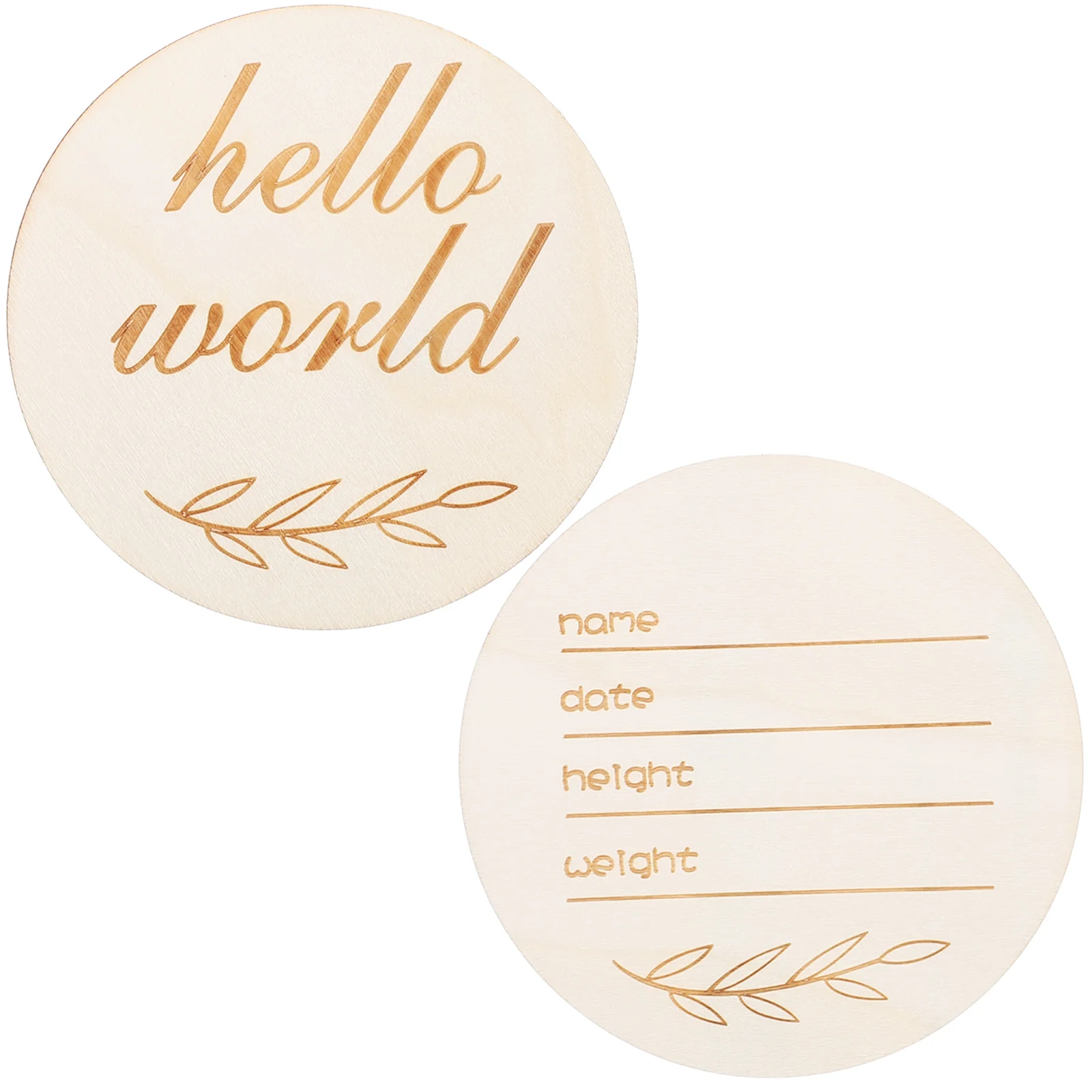 2-Pcs-Baby-Plaque-Emblems-Birth-Announcement-Sign-Round-Digital-Wood ...