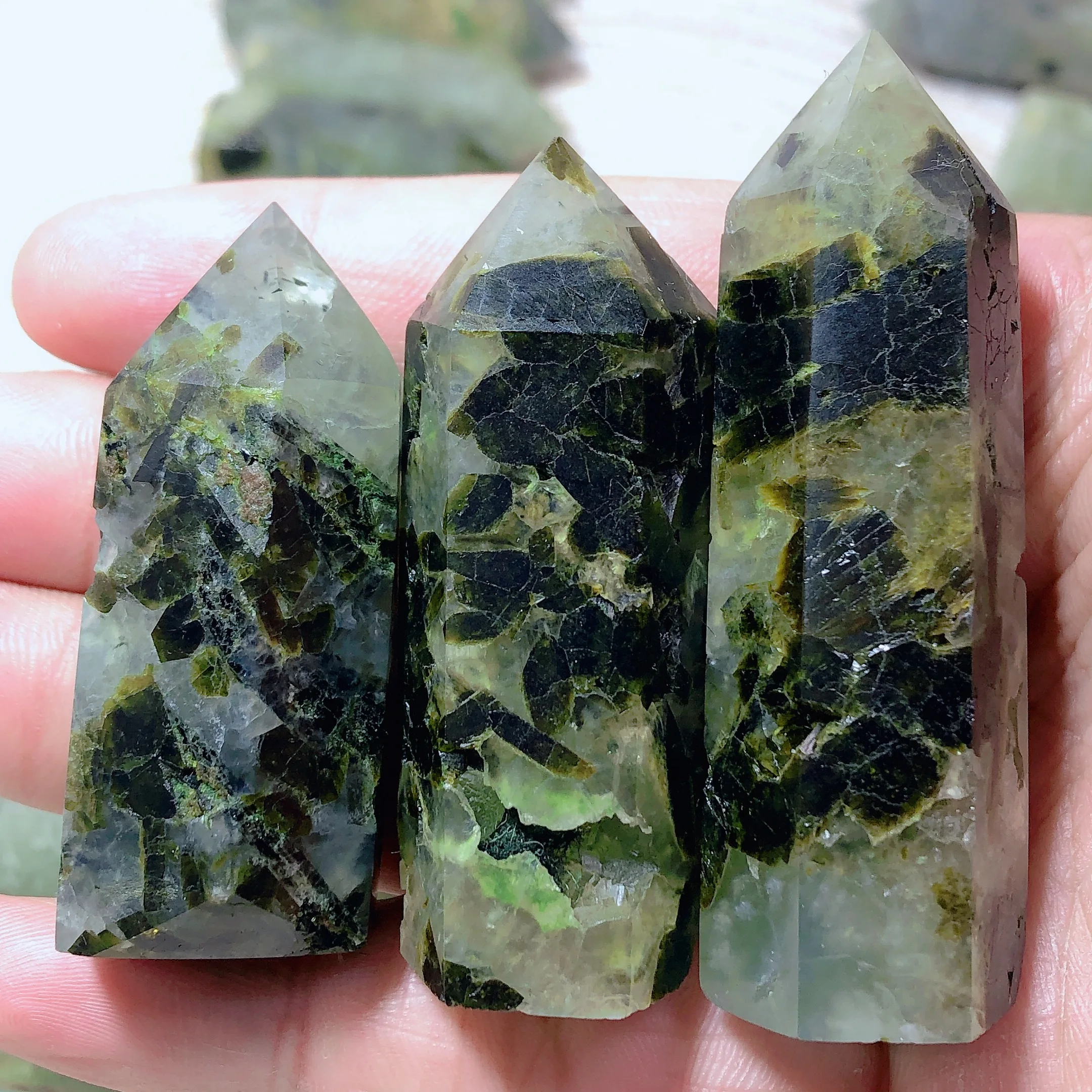 High-Quality-Natural-Crystals-Prenite-With-Epidote-Tower-Geode-Stone ...