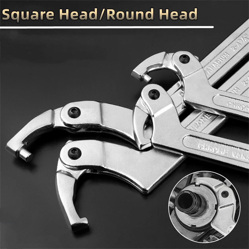 1PCS-Adjustable-Wrench-Hook-Spanner-Square-Round-Head-CR-V-Spanner-Key ...