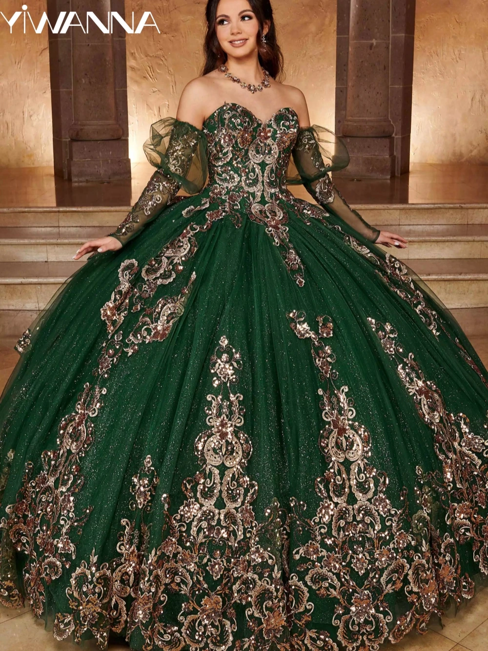 Romantic-Sweetheart-Neck-Quinceanrra-Prom-Dresses-Shiny-Sequins ...