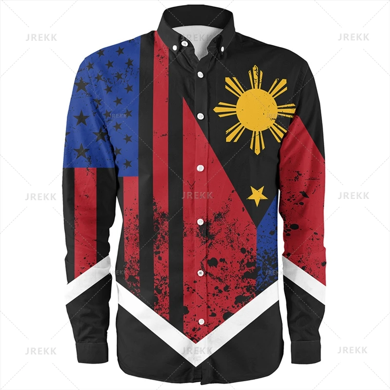 Small Size 3D Philippines Filipinos Print Long Sleeve Shirts ...