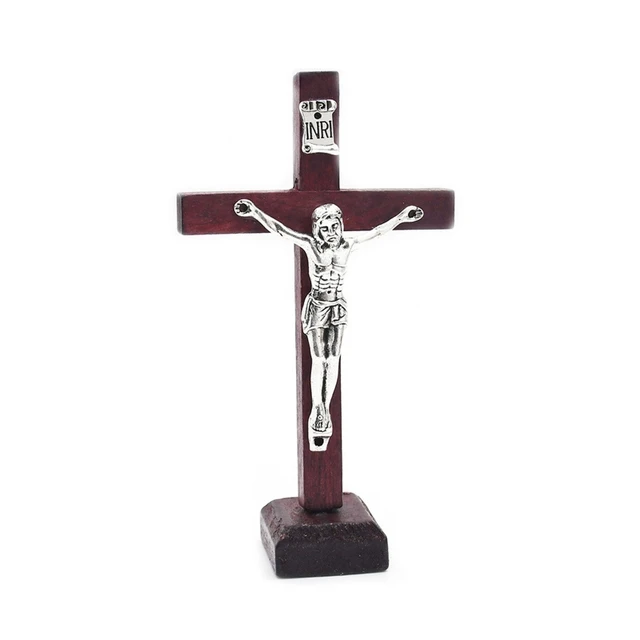 Table Wooden Catholic Jesus Cross with Stand Vintage Religious ...