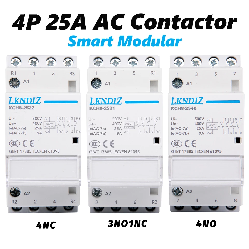 4P-25A-AC-Contactor-Din-Rail-Mounted-Household-Smart-Modular-for-Home ...