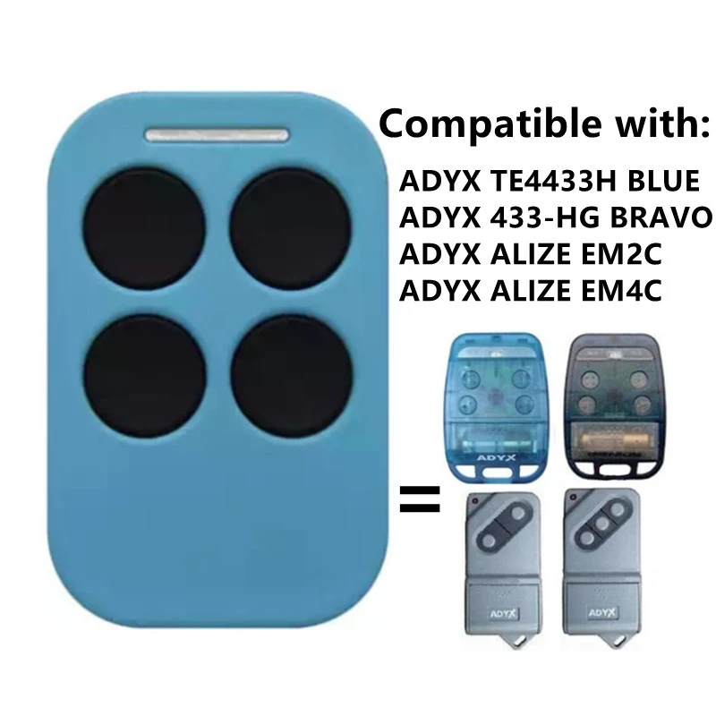 ADYX TE4433H BLUE 433-HG BRAVO Learning Code Remote Control Clone ...