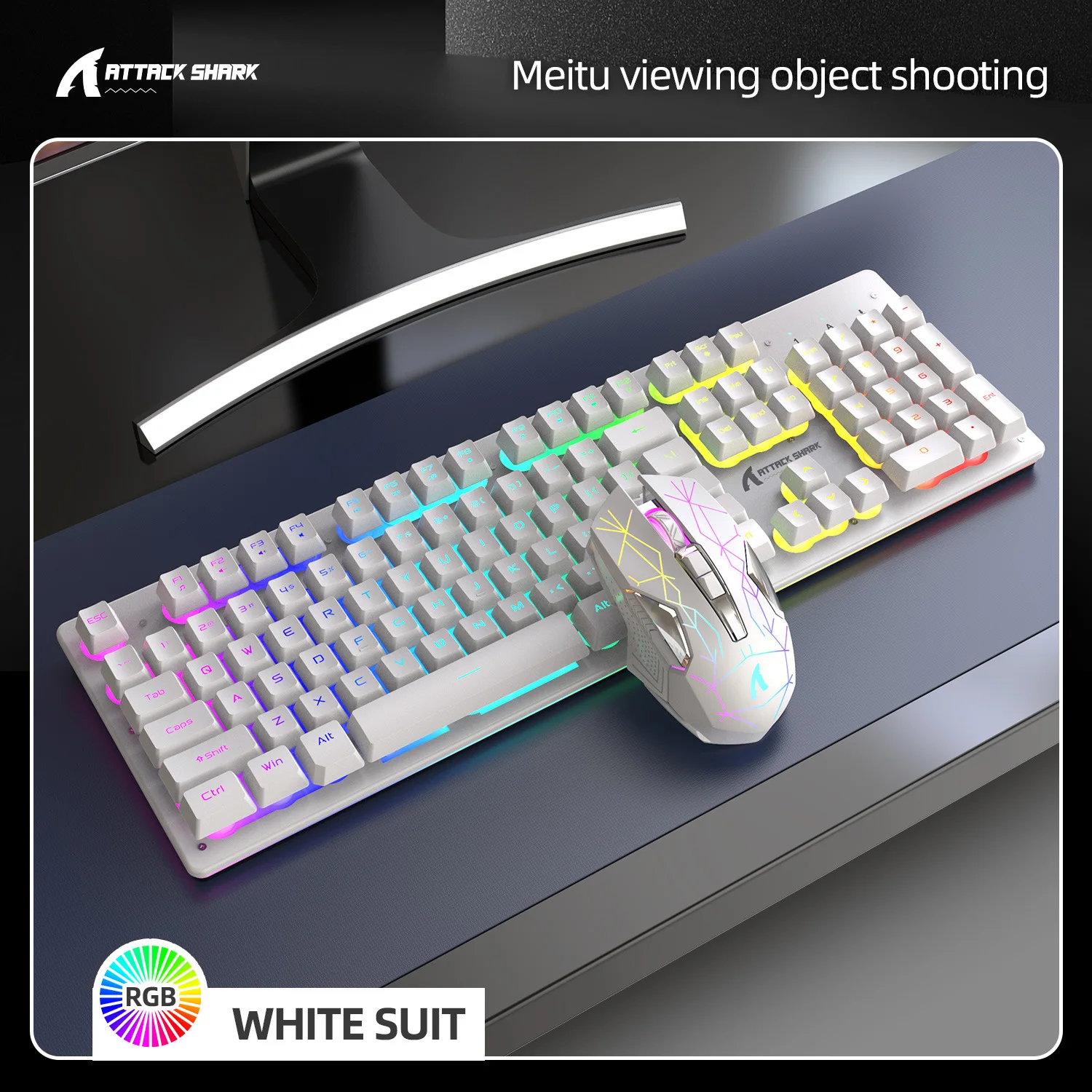 Attack Shark T3 RGB 100% Wireless Keyboard Mouse Kit With Metal Panel