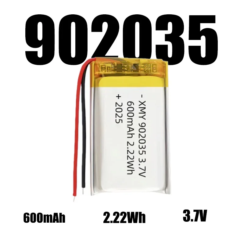 1~10Pcs 902035 3.7V 600mAh Lithium Battery Polymer LiPo Rechargeable ...