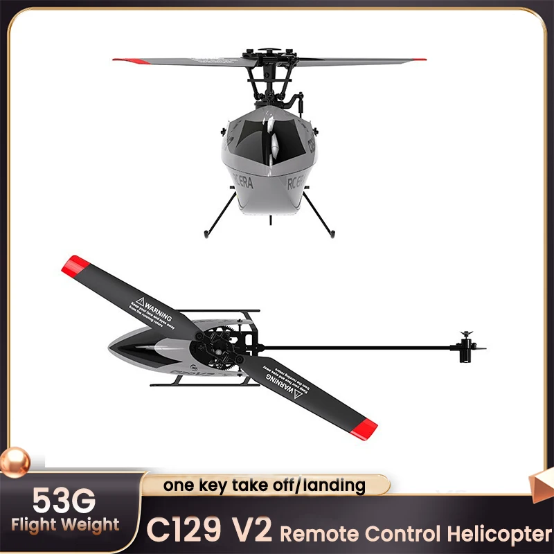 C129 V2 RC 헬리콥터 4 채널 원격 컨트롤러 충전 드론 모델 UAV 야외 항공기 고도 유지 싱글 패들 드론 장난감, 원격 ...