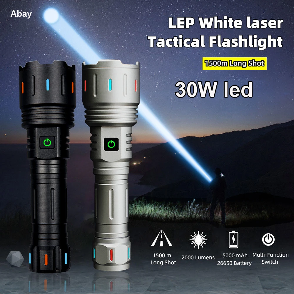 60000LM 30W LED Powerful LED Flashlight 1500M Range Torch Lantern ...