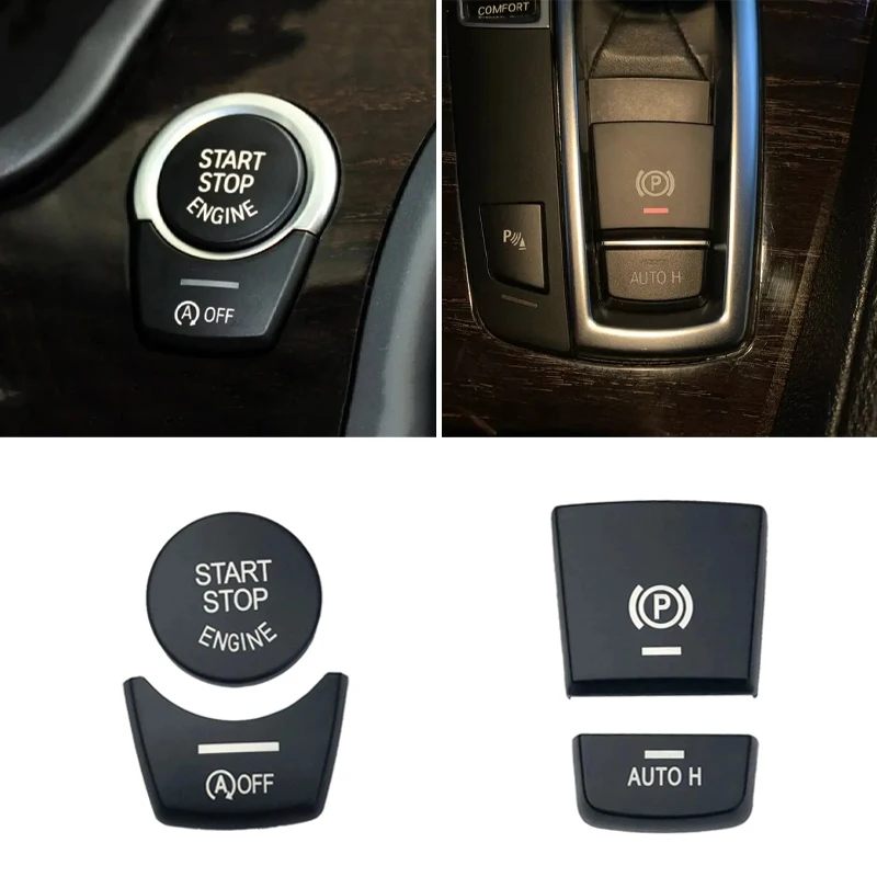 Car Engine Start Stop & Electronic Hand Brake P Button Decoration Cover ...