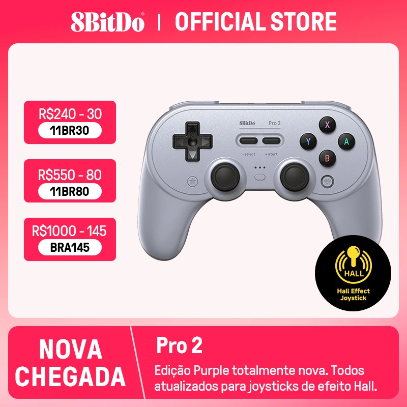 8BitDo-Pro-2-Gamepad-Bluetooth-Joystick-Efeito-Hall-Nintendo-Switch-PC ...