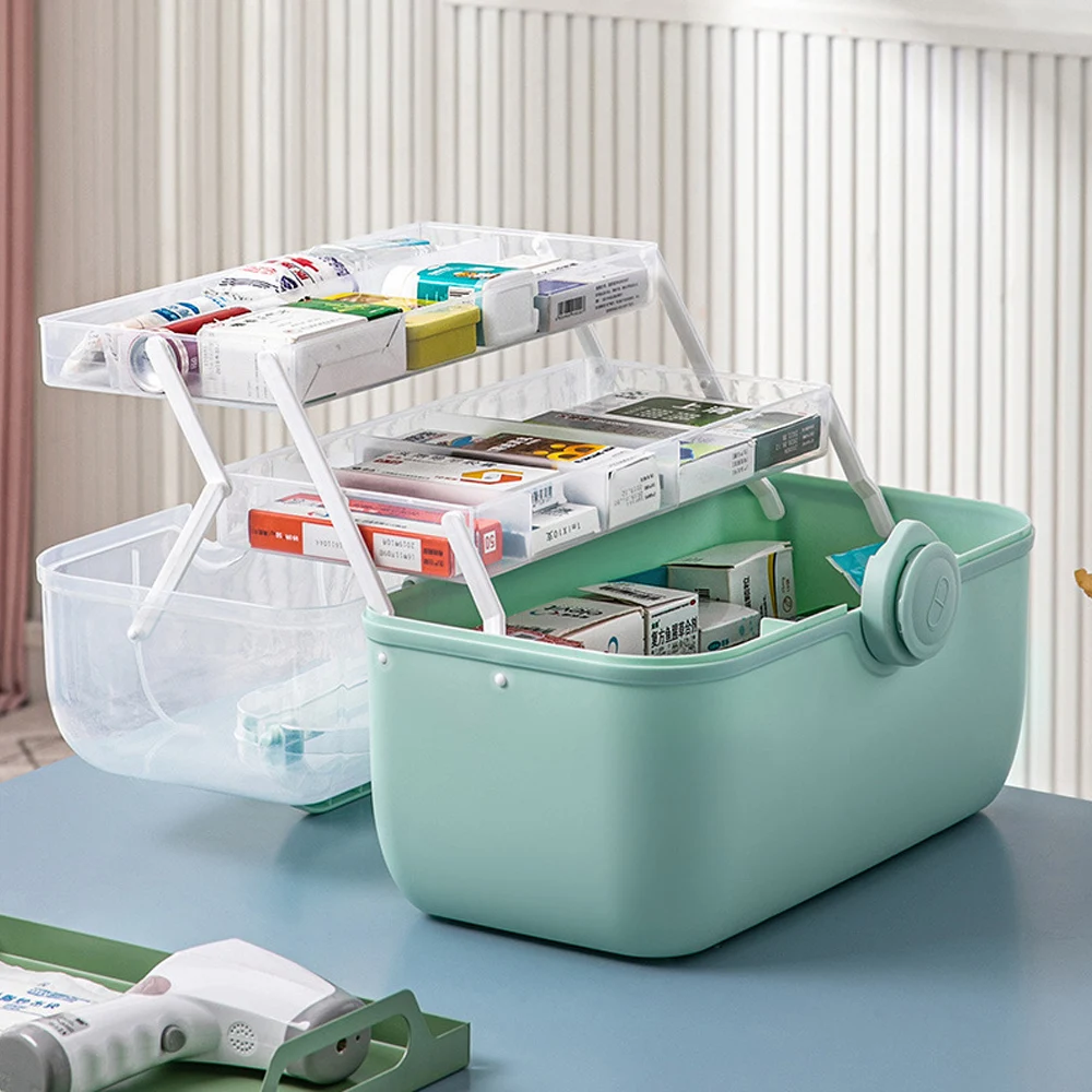 Medicine Storage Box First Aid Kit Storage Box 3 Tiers Plastic High ...