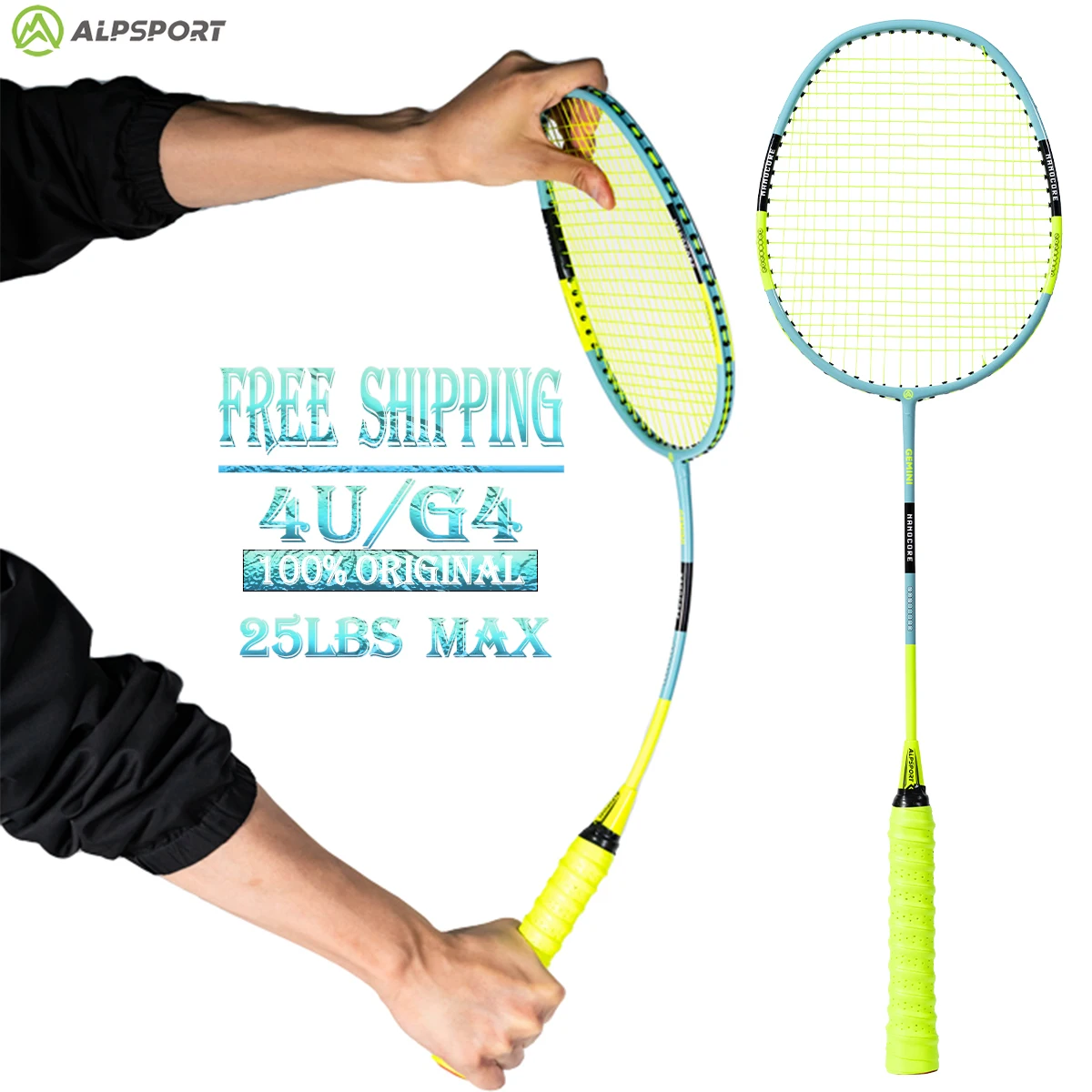 Alpsport-HC100-4U-T500-Badminton-racket-Fast-Bounce-Light-balance-MAX ...