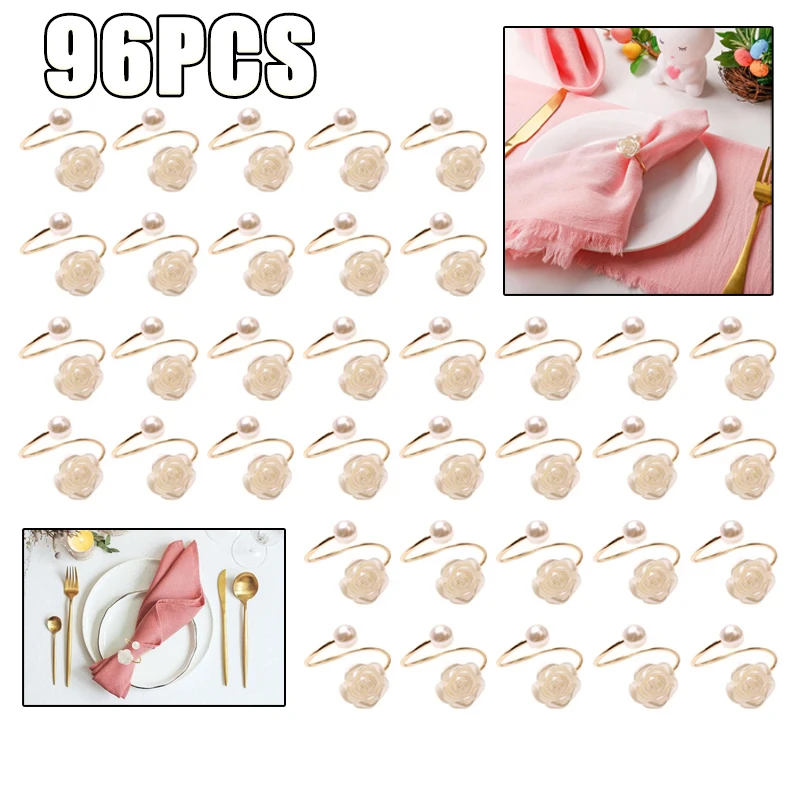 1-96PCS-Valentine-s-Day-Wedding-Pearl-Napkin-Clasp-Rose-Creative-Round ...