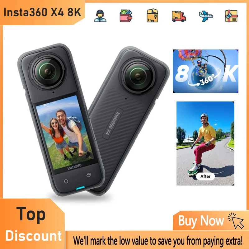 Insta360-X4-360-Action-Camera-8K-72MP-Video-2290mAh-Battery-Active-HDR ...
