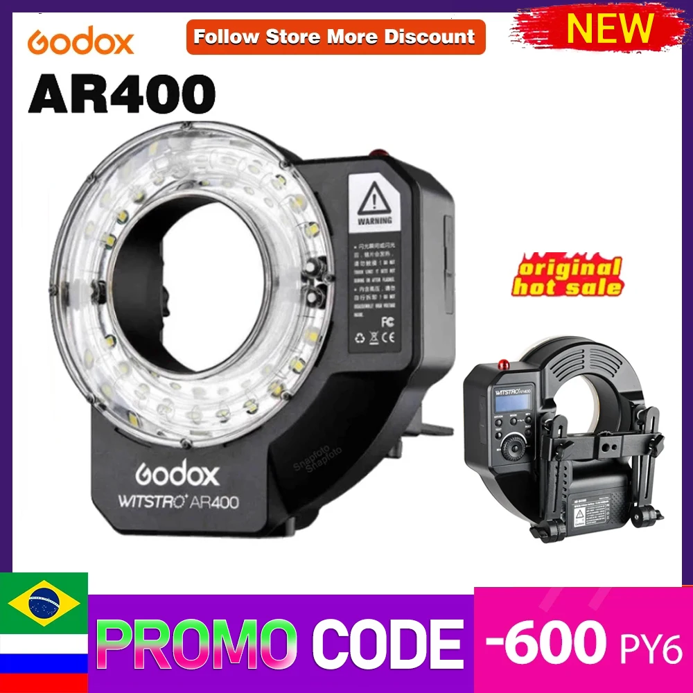 Godox-Witstro-AR400-400WS-R200-Flash-de-anillo-Speedlite-LED-Luz-de-v ...