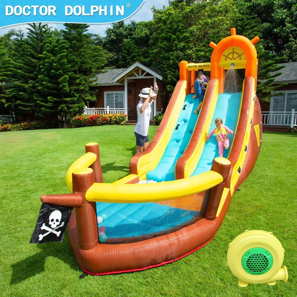 Doctor-Dolphin-High-Quality-Pirate-Ship-double-slide-inflatable-castle ...
