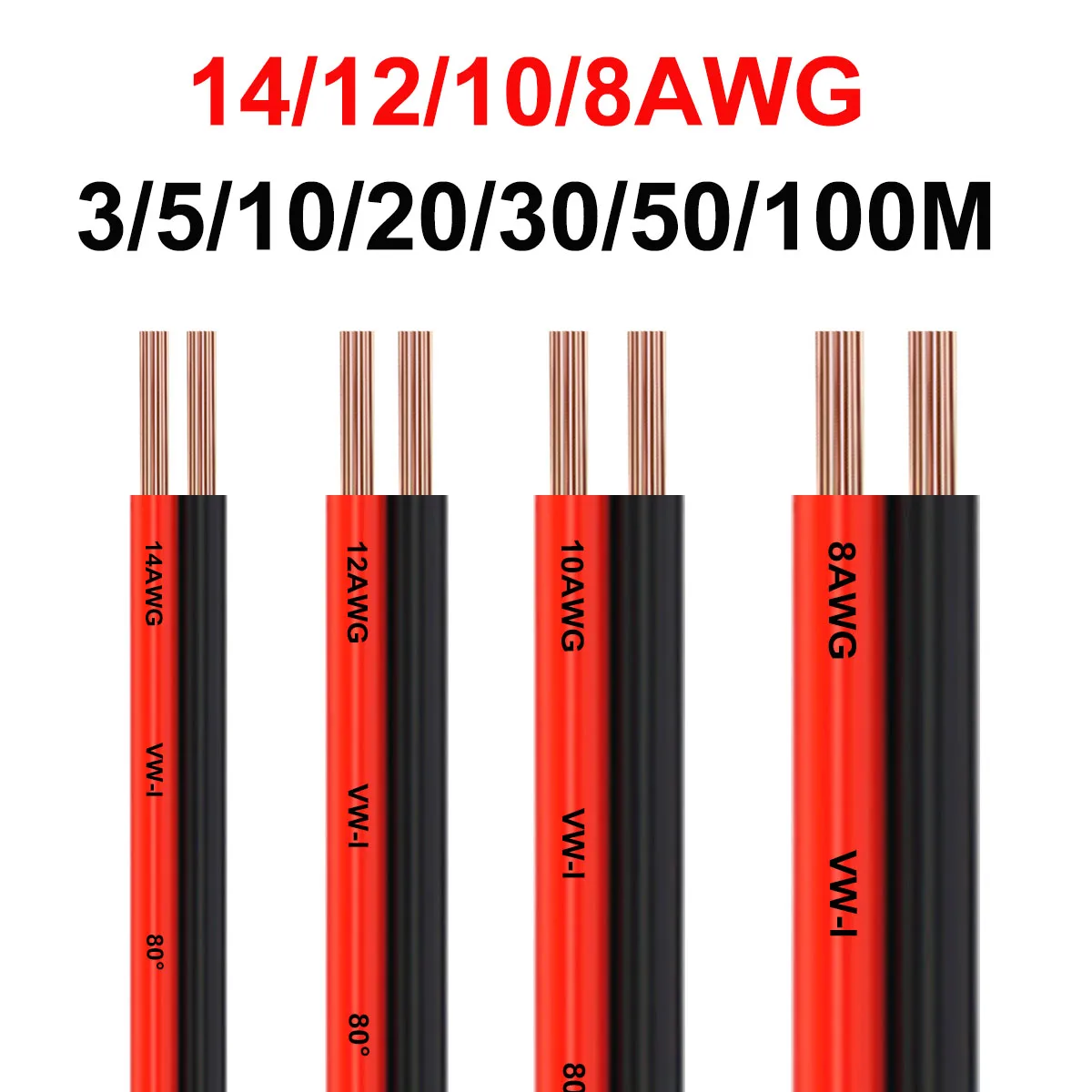 2Pin-Copper-Electrical-Wire-14-12-10-8-AWG-Red-Black-Cable-Power-Line ...