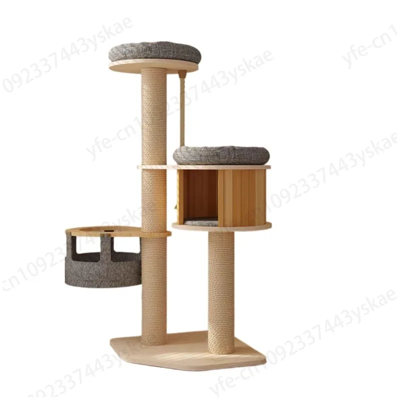 Solid-wood-cat-climbing-frame-with-litter-large-cat-toys-tree ...