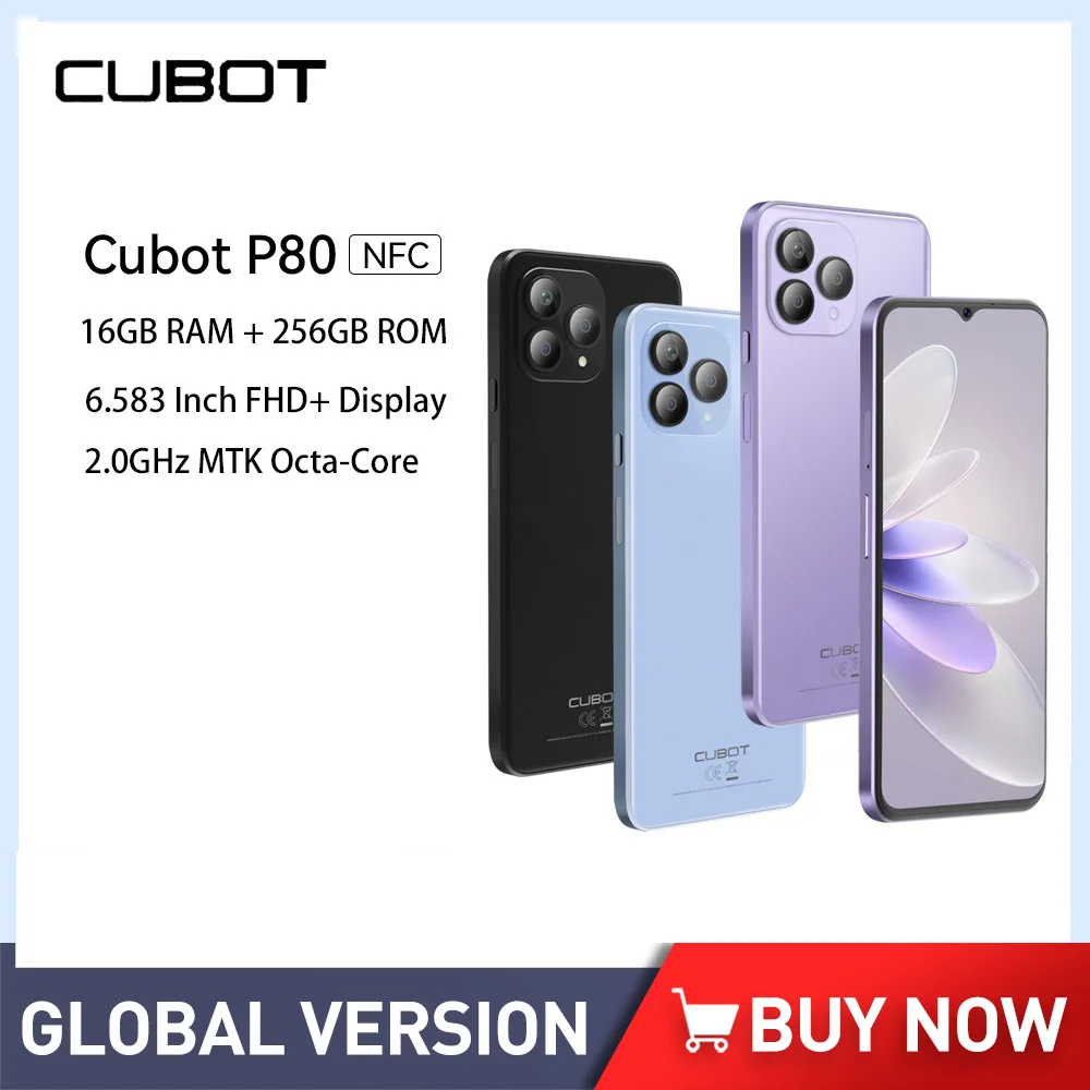 Cubot-teléfono inteligente P80, dispositivo con pantalla FHD de 2023 pulgadas, octa-core, 8GB ...