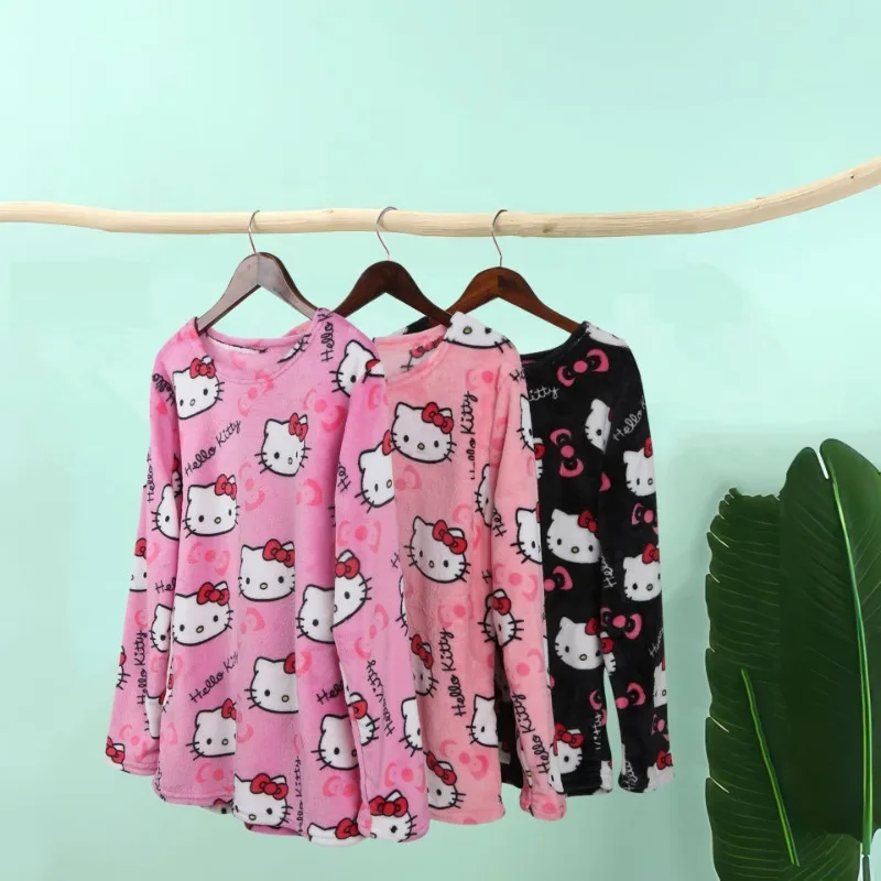 Miniso-Sanrio-Hello-Kitty-Kawaii-Loungewear-Set-Loose-Flannel-Ladies ...