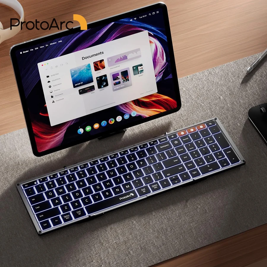 ProtoArc-XK01-Plus-Folding-Wireless-Keyboard-Portable-Bluetooth-Backlit ...