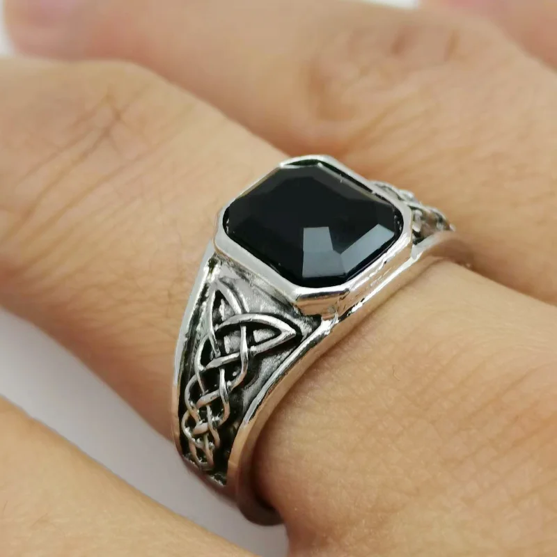 Anillo-de-plata-de-Gema-negra-para-hombre-joyer-a-vikinga-de-lujo ...