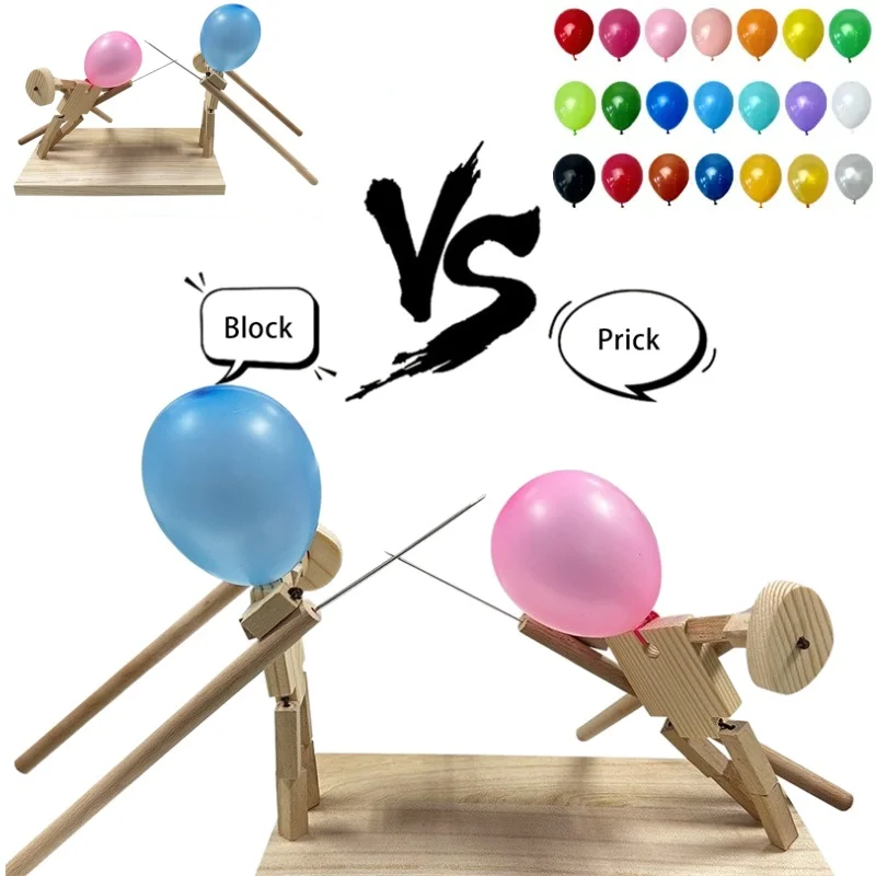 Balloon-Bamboo-Man-Battle-Two-Player-Wooden-Bots-Battle-Game-Fast-Paced ...