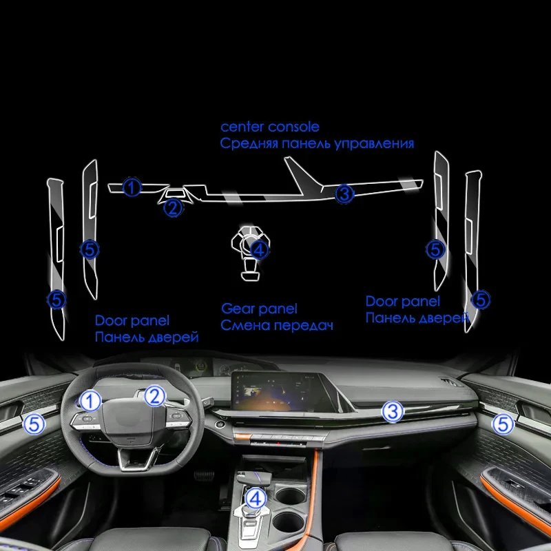 Tpu-Transparent-Film-Car-Interior-Protection-Sticker-Center-Control ...