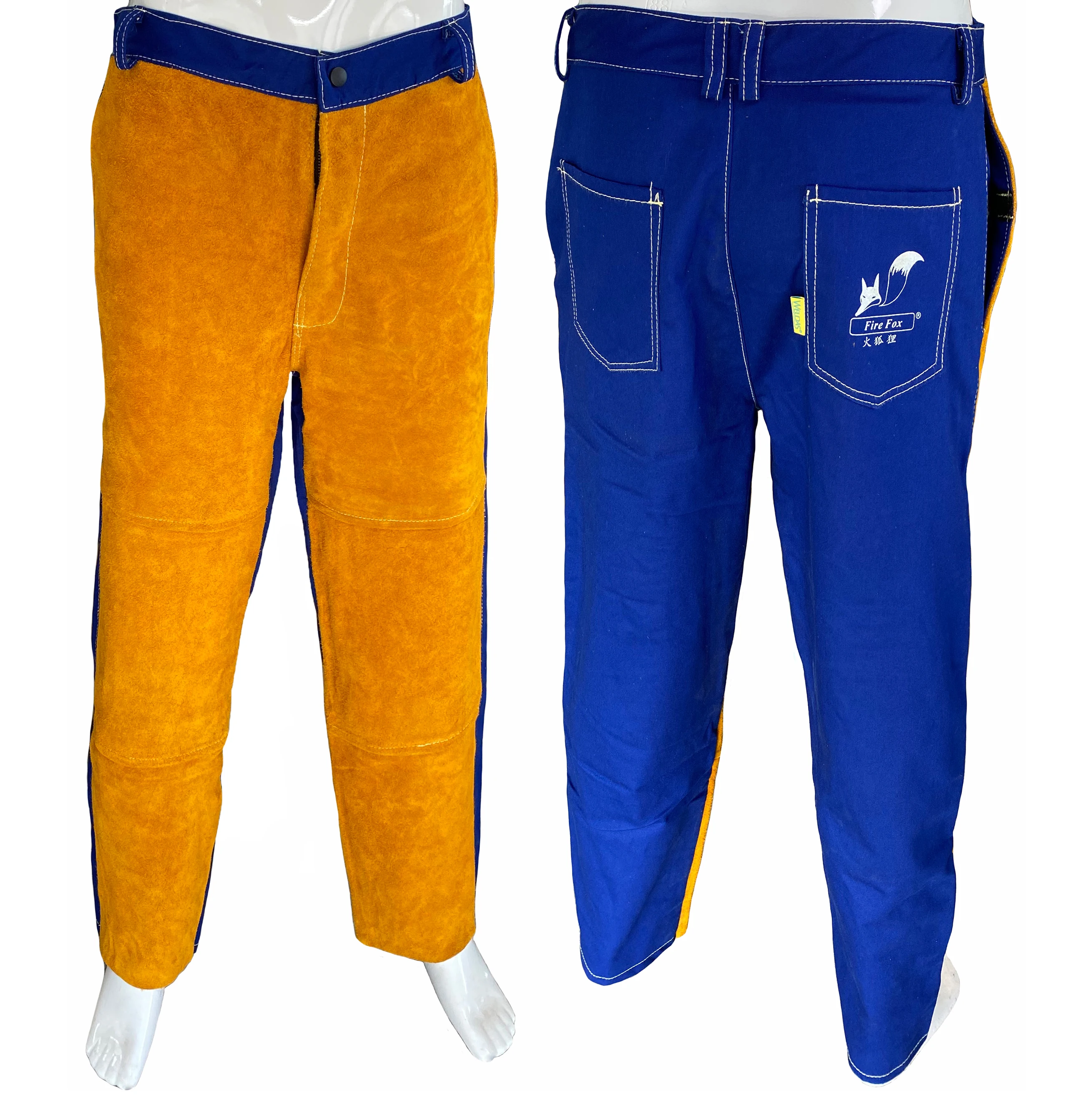Fire Proof Welding Trousers Pants Split Cow Leather FR Cotton Welding ...