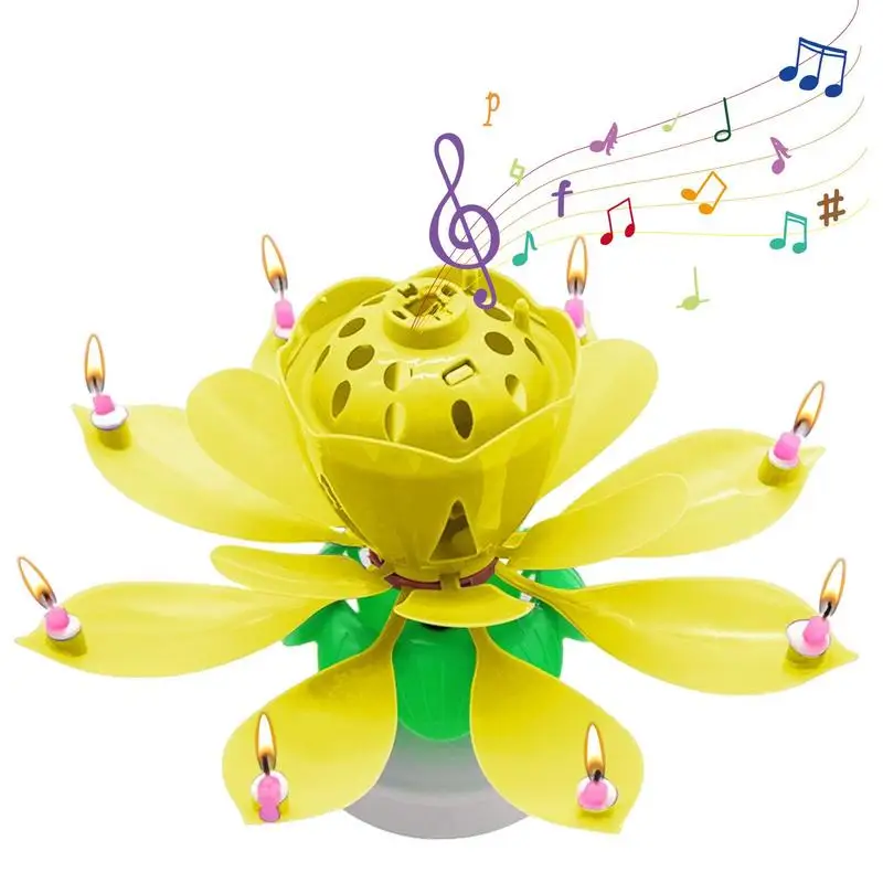 Musical-Candle-Flower-Creative-Rotating-Birthday-Candle-LED-Festive ...