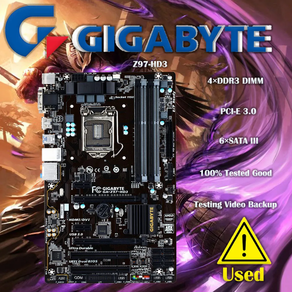 Gigabyte GA-Z97-HD3 100% Original Motherboard LGA1150 DDR3 USB3.0 32G ...