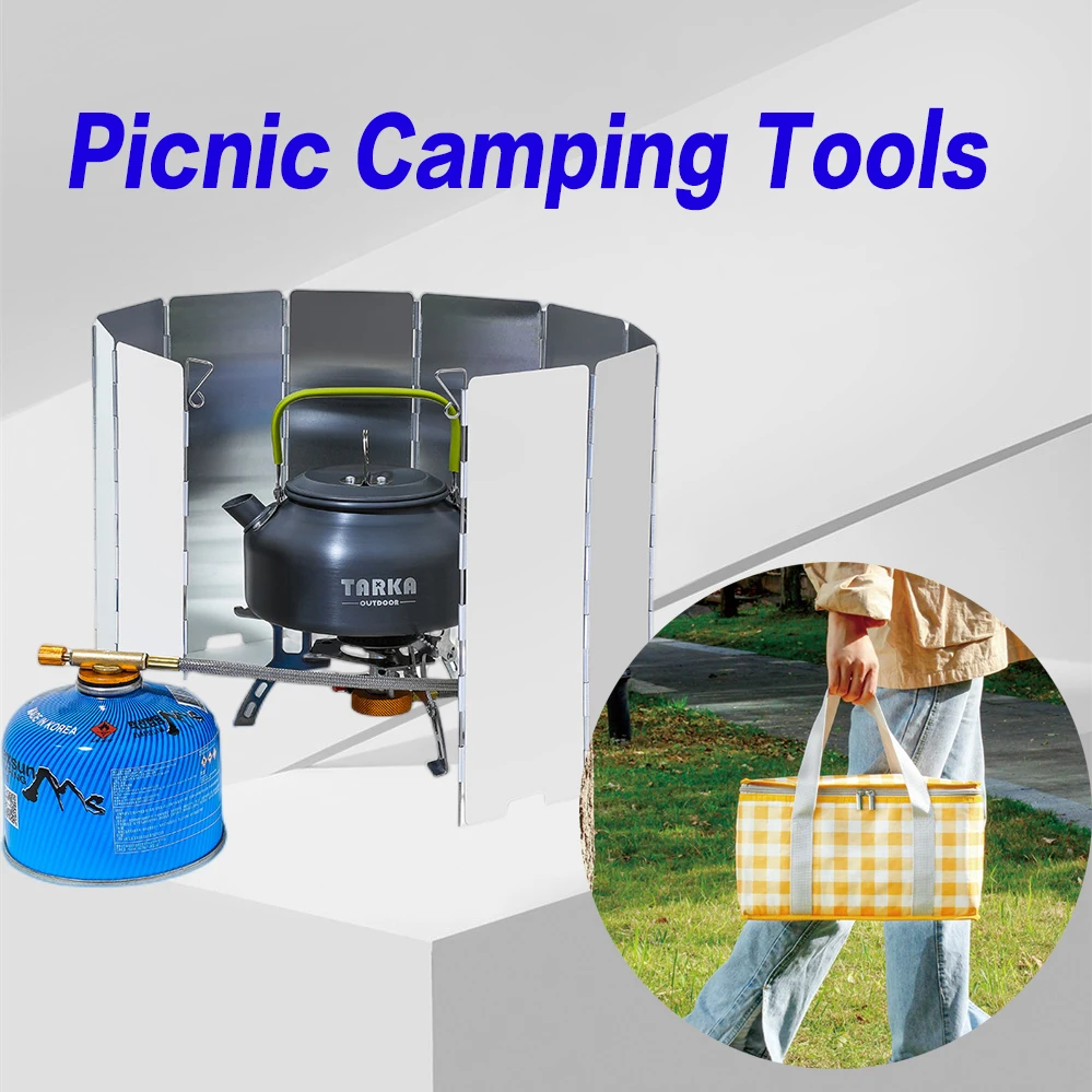 Wind Deflector Windshield Picnic Camping Wind Protector 9 Plates ...