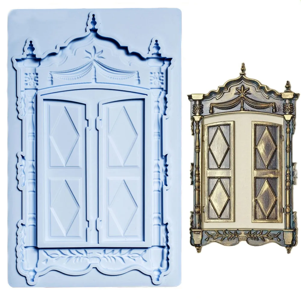 Christmas-House-Retro-Door-Silicone-Fondant-Mould-Church-Gate-Window ...