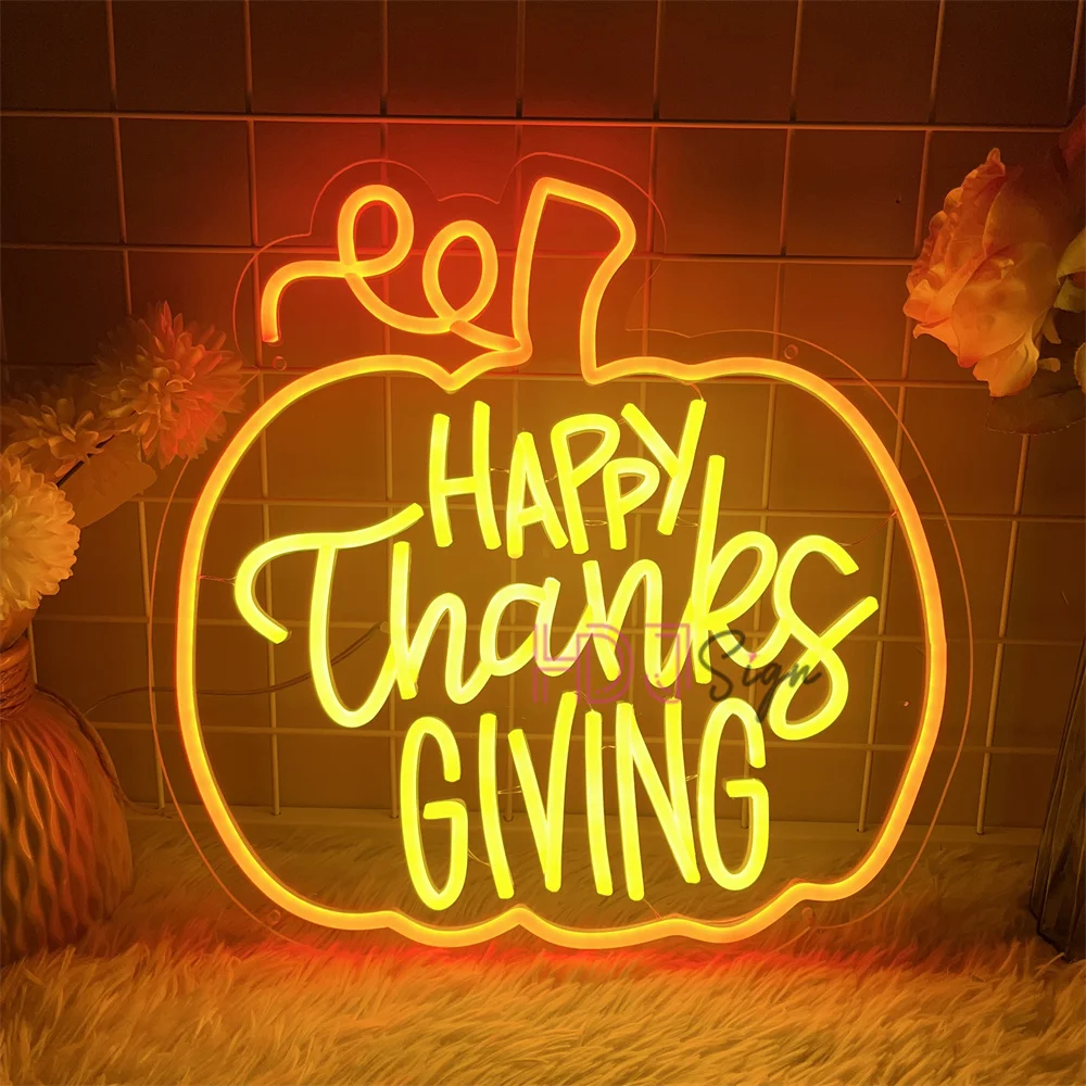 Happy-Thanksgiving-Neon-Led-Sign-Pumpkins-Holiday-Thanksgiving-Neon ...