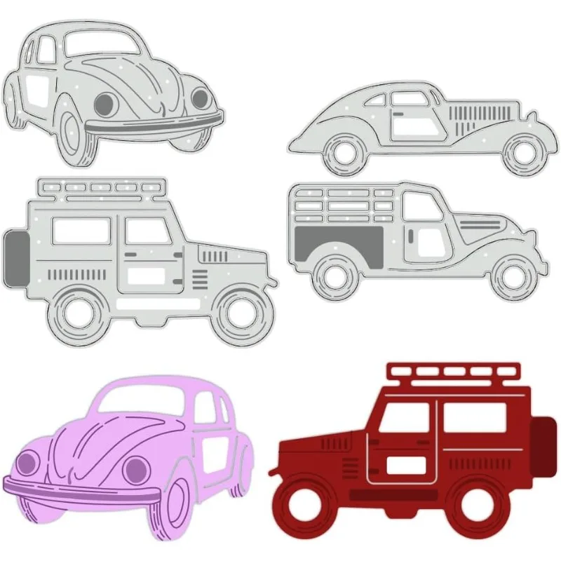 2PCS 4 Styles Car Cutting Dies Stencil Metal Template Molds Vintage Car ...