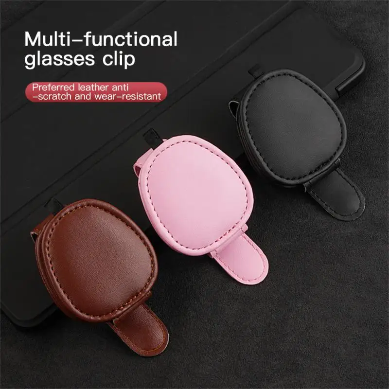 Car-Sun-Visor-Glasses-Clip-Multi-function-PU-Leather-Scratch-resistant-Sunglasses-Bill-Card ...