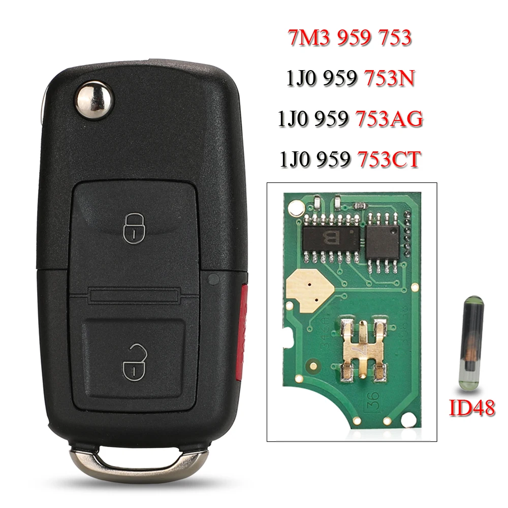 Jingyuqin Remote Smart Car Key For Volkswagen Vw Passat Golf Mk4 Bora ...