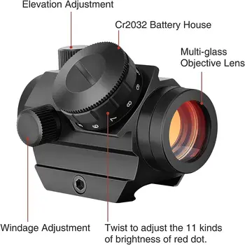 2MOA Red Dot Sight 1x20mm Reflex Sight Waterproof & Shockproof & Fog ...