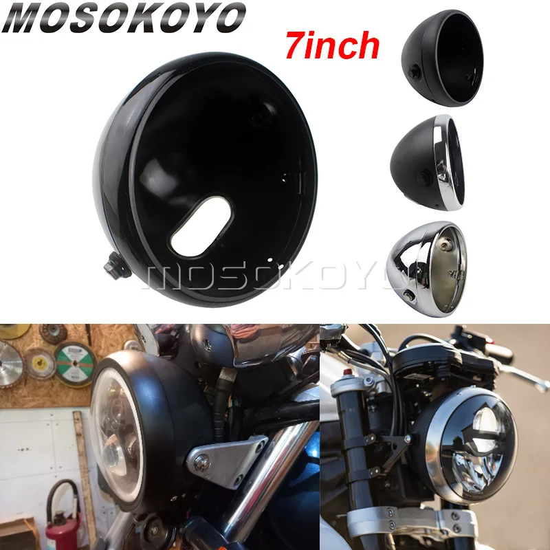 Motorcycle-Vintage-7-LED-Headlight-Bucket-Housing-7-Inch-Head-Light ...