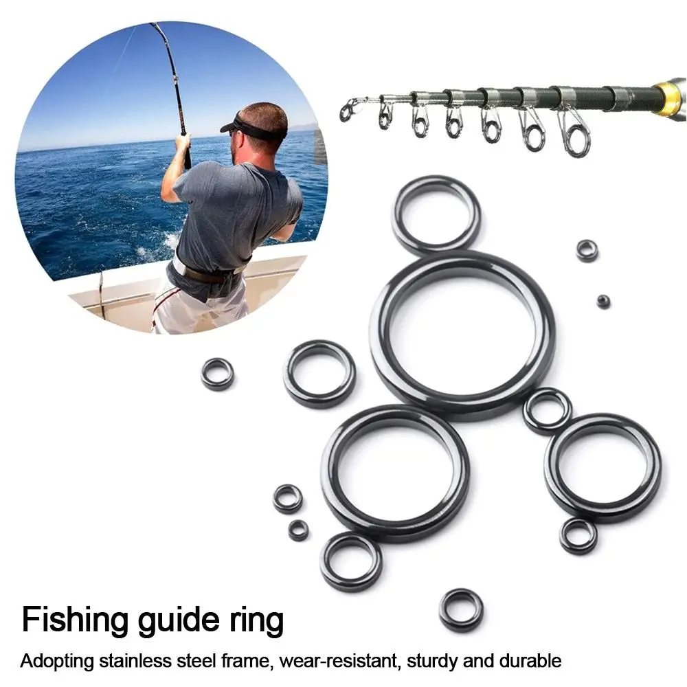 5PCS Stainless Steel Fishing Rod Guides Ring Durable Wear Resistant ...