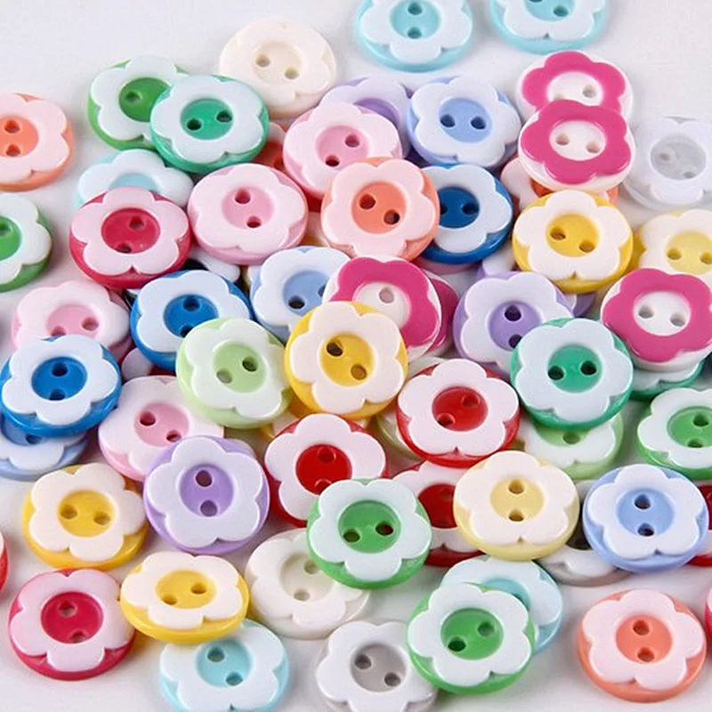 100Pcs-Resin-Button-Beads-2-Holes-Sewing-Button-Flower-Children-s ...