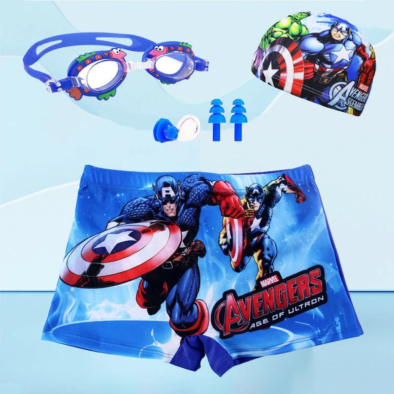 Marvel Captain America Swimwear Pants Cap Set Spiderman Avengers ...