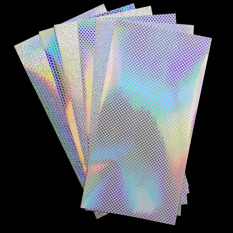 Fishing Lure Stickers 6pcs/set 20x10cm Clear Laser Fish Scale Adhesive ...