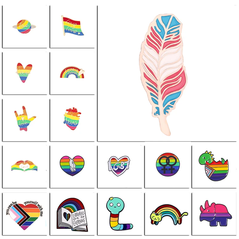 LGBT-Coraz-n-Arco-Iris-Pines-de-esmalte-paz-y-amor-coraz-n-pluma-libro ...