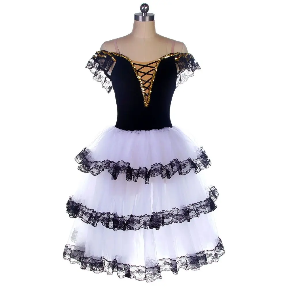 20511 Black Velvet Bodice White Tulle Ballet Tutu Spanish Ballet ...