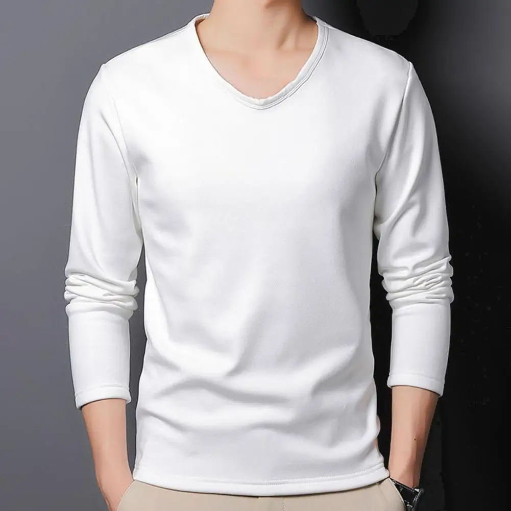 Men-Base-Layer-Top-Soft-Pullover-Mid-Length-V-Neck-Men-s-Top-Elastic ...