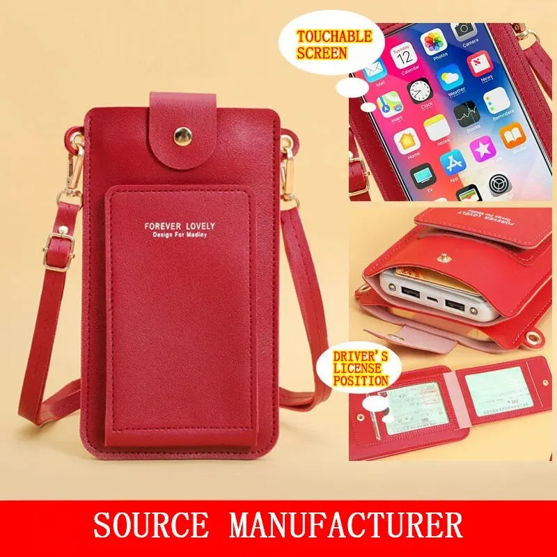 Women Bags Soft Leather Wallets Touch Screen Cell Phone Purse Crossbody ...