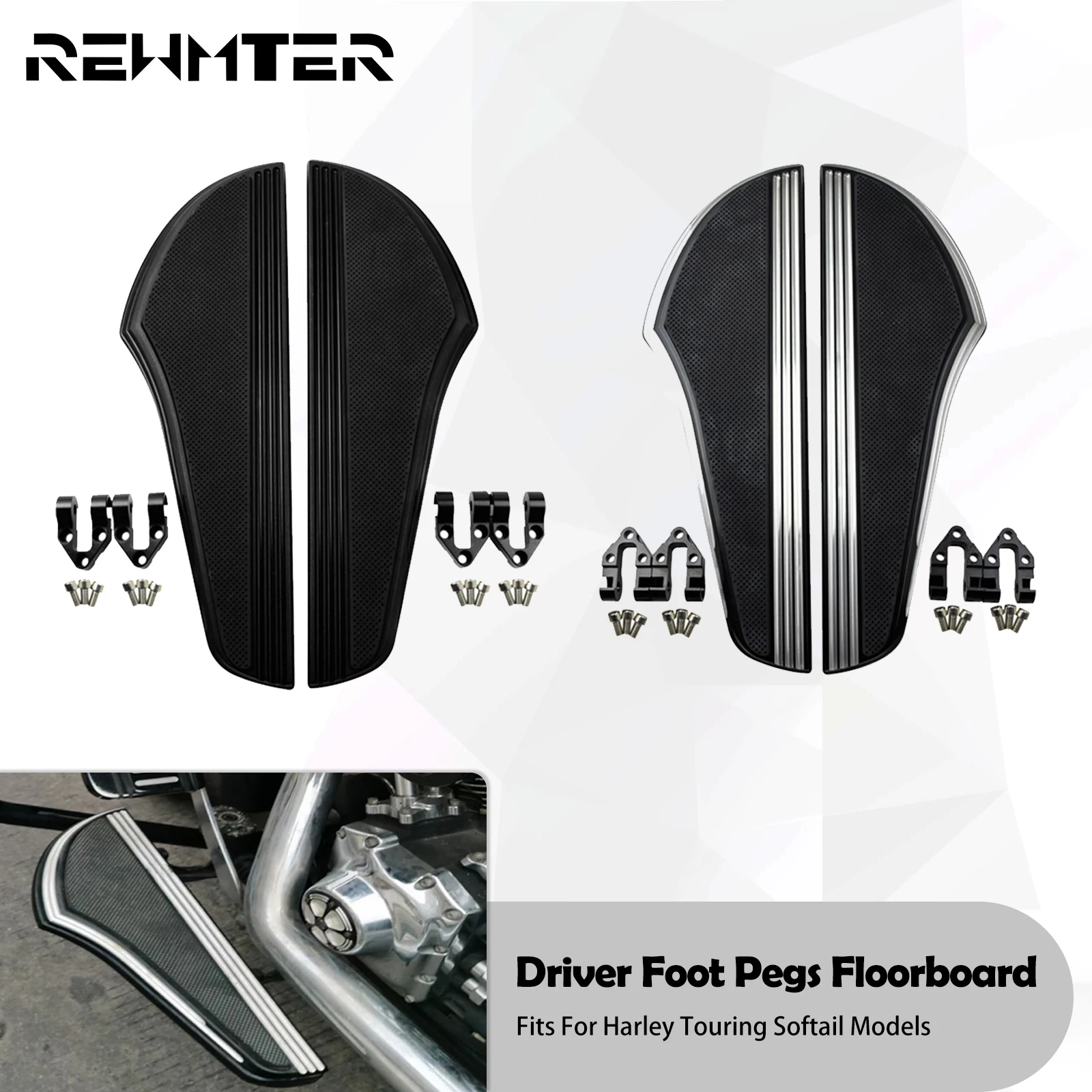 Motorcycle-Driver-Floorboard-Front-Foot-Pegs-Rubber-Footrest-Pedal-For ...