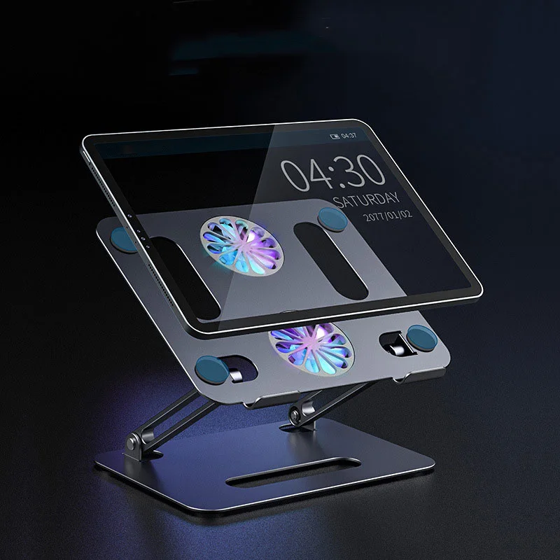 Foldable-Laptop-Tablet-Stand-with-Cooling-Fan-Heat-Dissipation-Aluminum ...