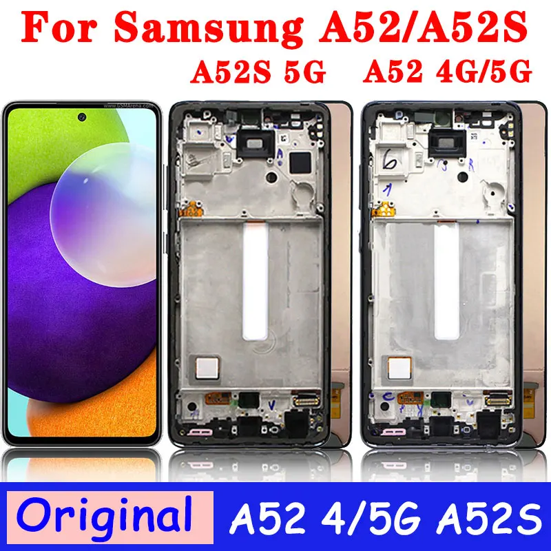 100% Original For Samsung Galaxy A52 LCD A52 4G Display A525F For Samsung A52 5G Display SM ...